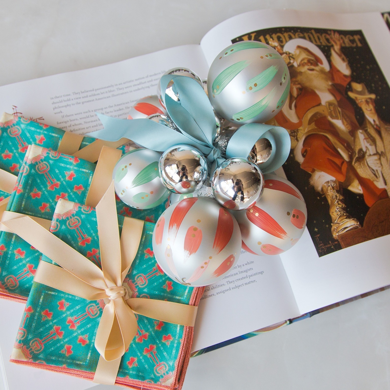 Maude's Blue Holiday Gaggle of Baubles - Unique Wallpaper, Art for ...