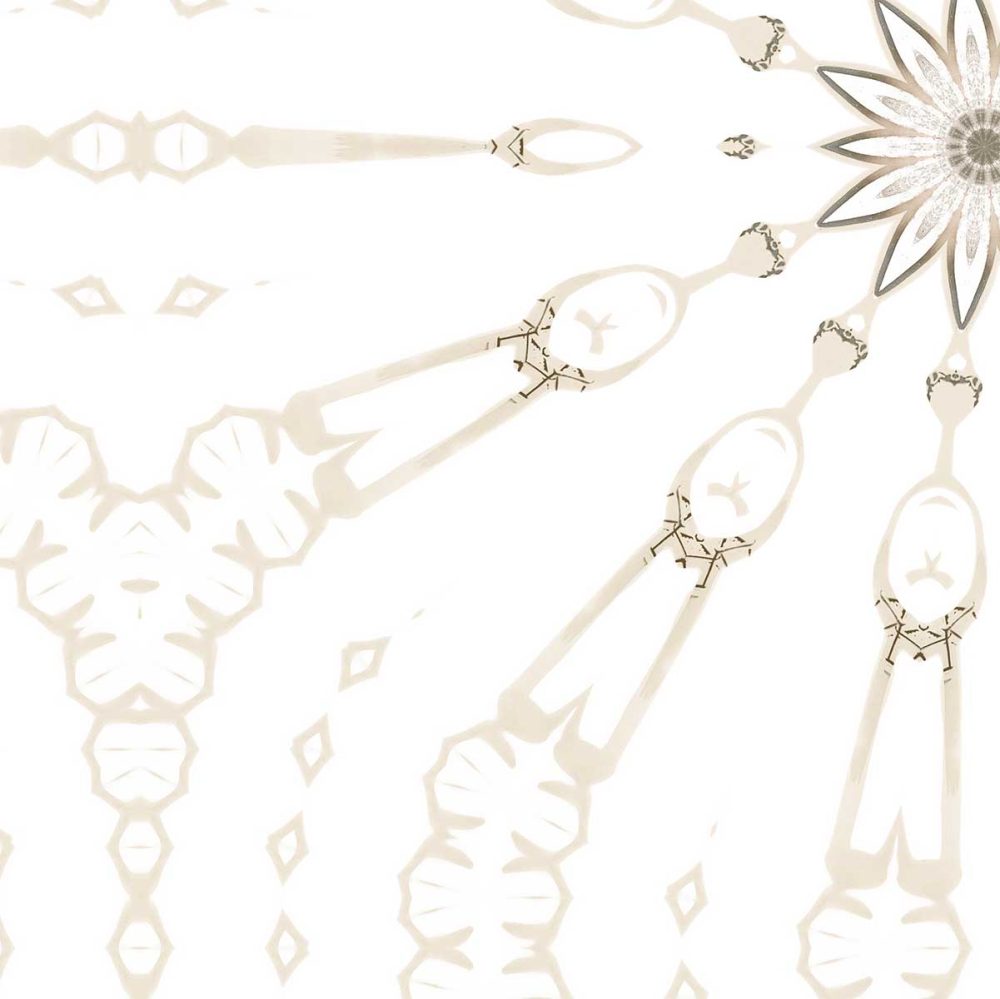 Fern • Taupe, White Arabesque Wallpaper, Clay Coated