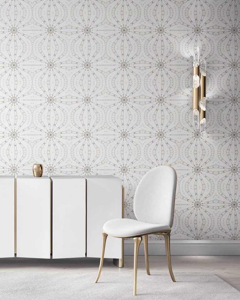 Fern • Taupe, White Arabesque Wallpaper - Pearl & Maude Home